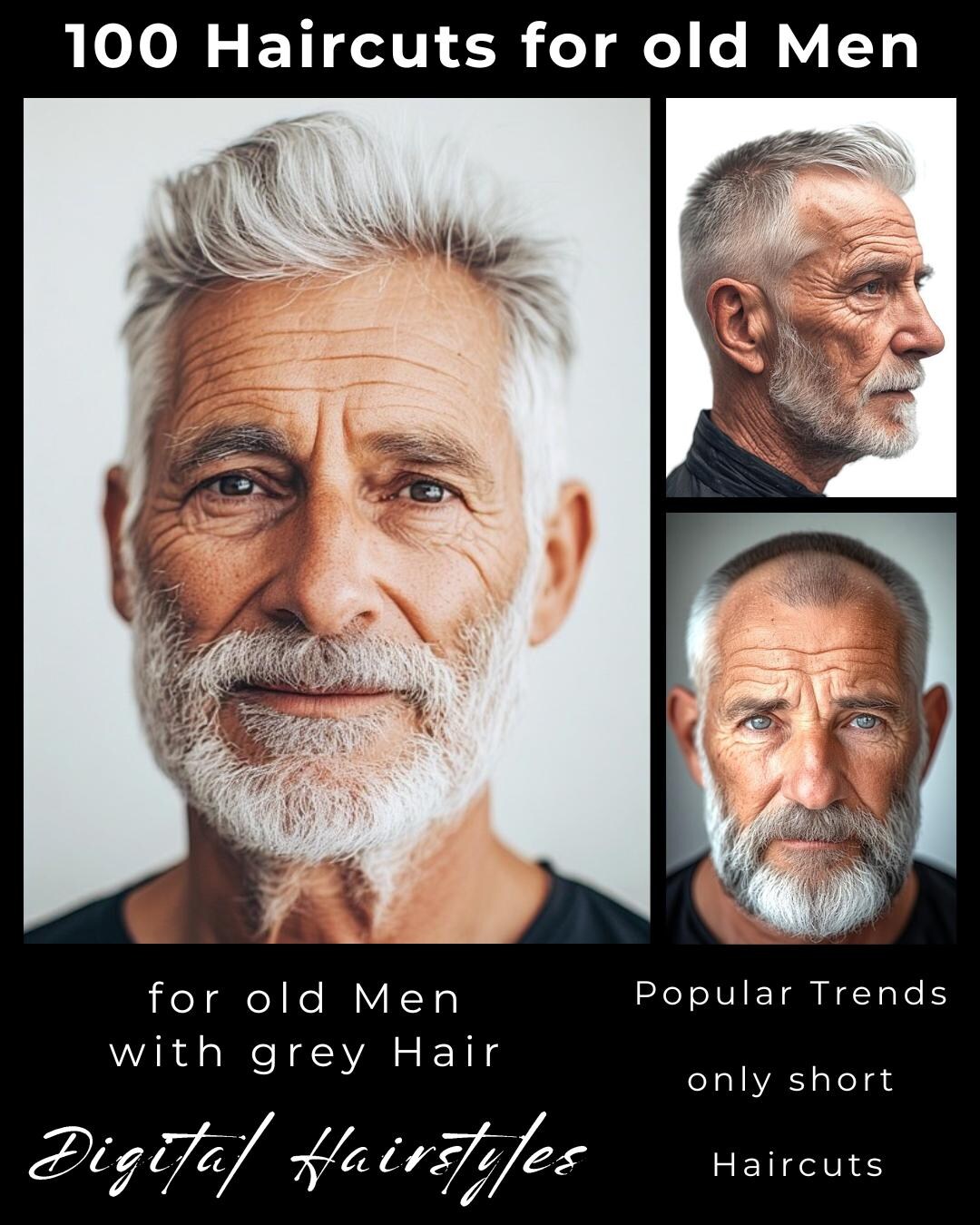 100 Haircuts for Old Men, Inspiration, Portraits of Old Men, JPG Bundle ...