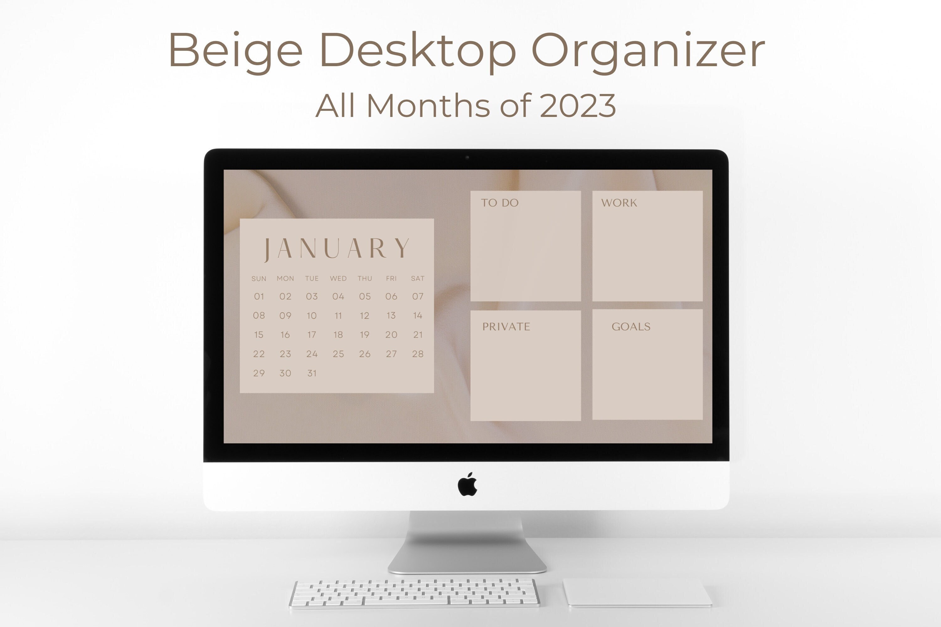 2023 Desktop Wallpaper Organizer in beige Brown, Instant Download ...