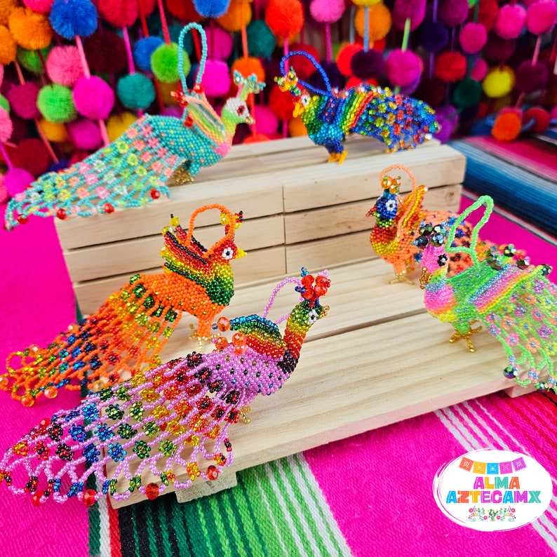 Beaded Peacock Keychain Accessory / Mexican Keychain Handmade in Mexico ...