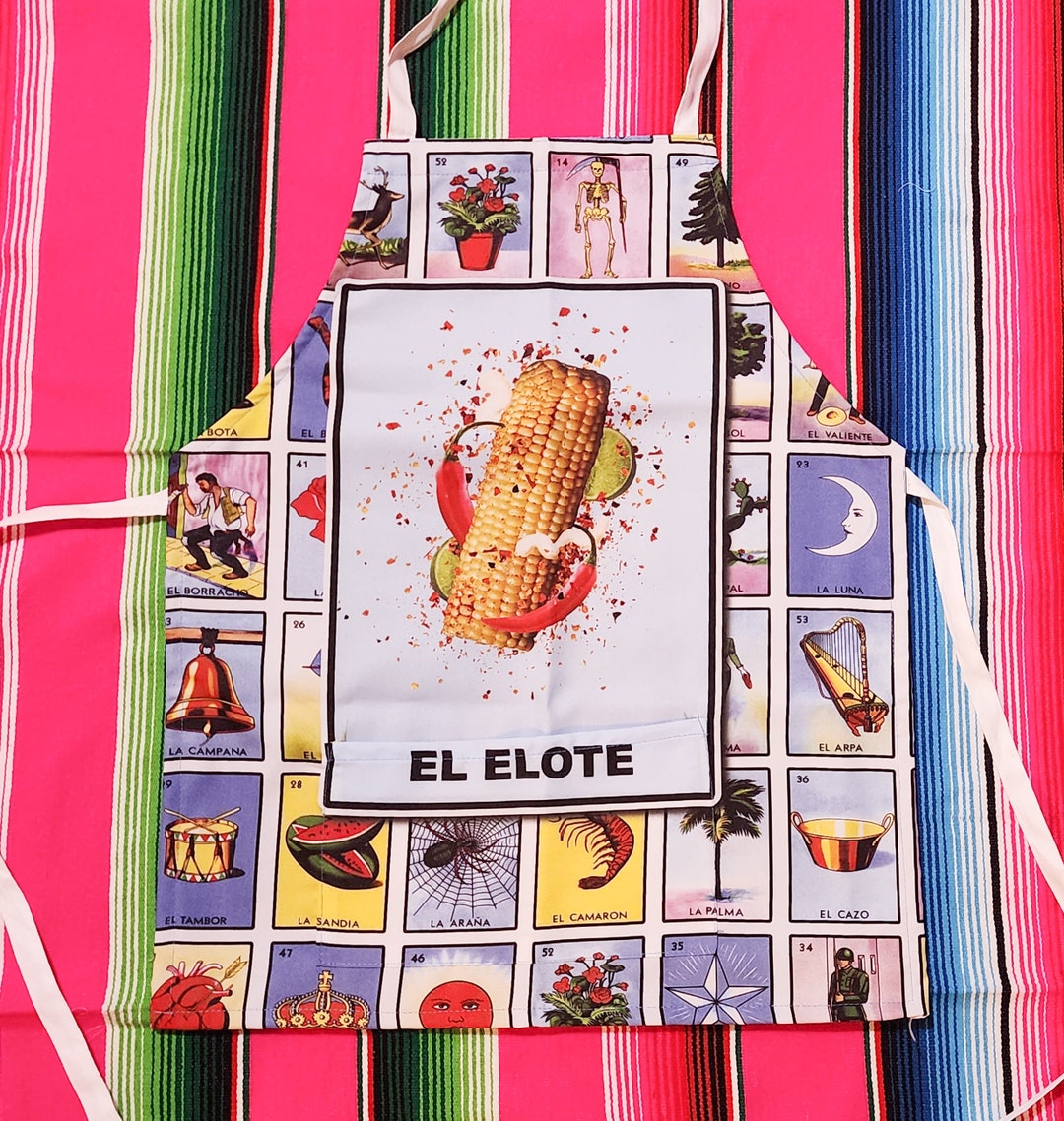 Mexican Loteria Apron: El Elote Kitchen Apron With Pocket - Etsy