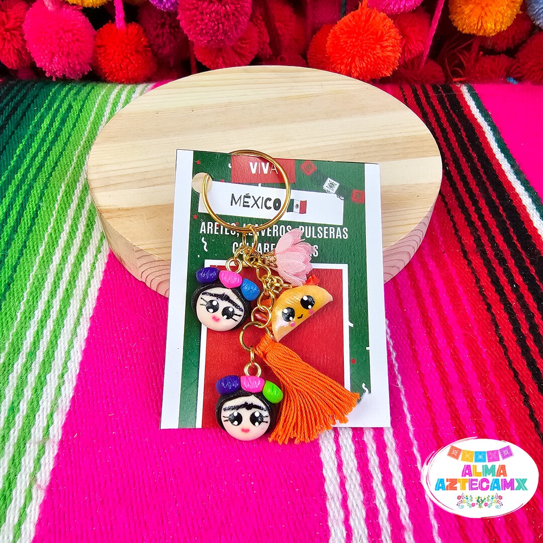 Handmade Mexican Doll Keychain: Cold Porcelain Clay Charm - Etsy