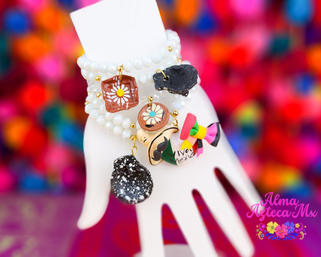 Mexican Bracelet Set Ceramic Trastes Handmade in Mexico Viva Mexico ...