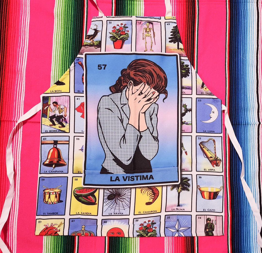 Mexican Loteria La Vistima Apron With Pocket- Mandil Delantal Mexicano ...