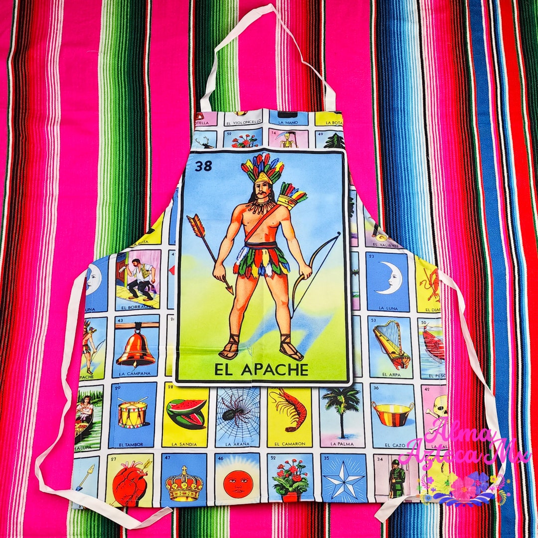 Mexican Loteria Apron Kitchen Mandil Mexicano Delantal Cocina Mexican ...