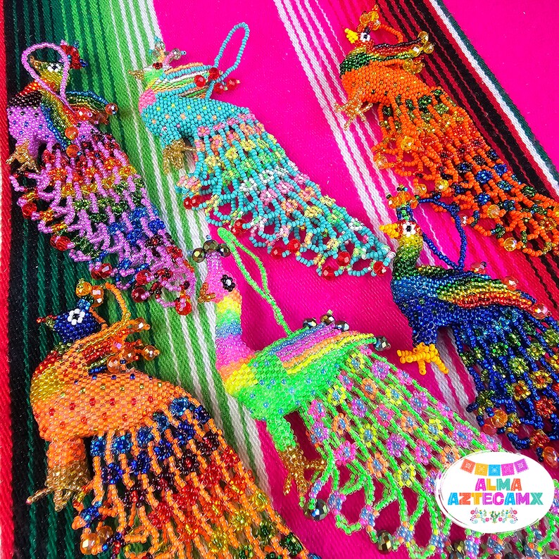 Beaded Peacock Keychain Accessory / Mexican Keychain Handmade in Mexico ...
