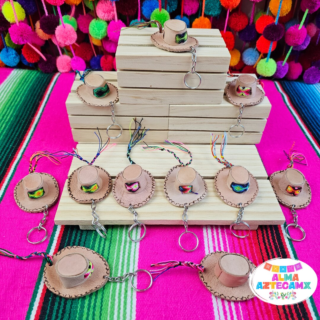 Mexican Leather Sombrero Keychain /handmade in Mexico Llavero Mexicano ...