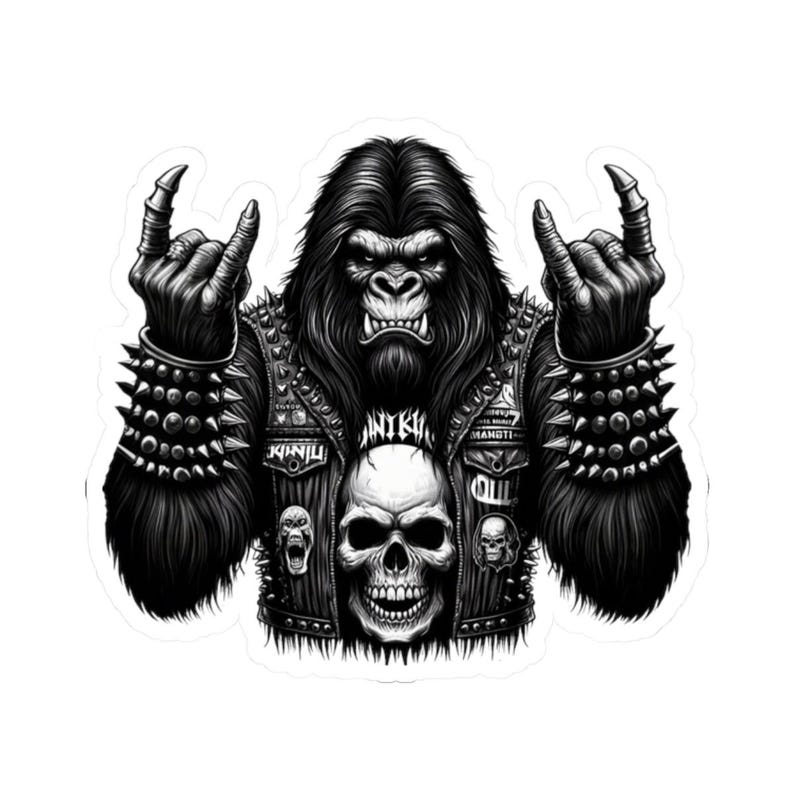 Gorilla Metalhead Kiss-cut Stickers, Rock Music Decor, Laptop Stickers ...