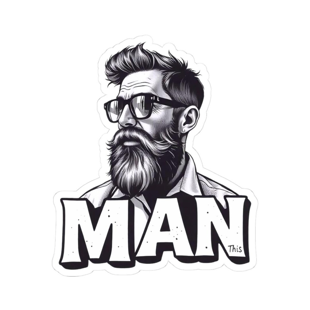 Bearded Man Kiss-cut Stickers - Cool Decor for Men, Laptop Stickers ...