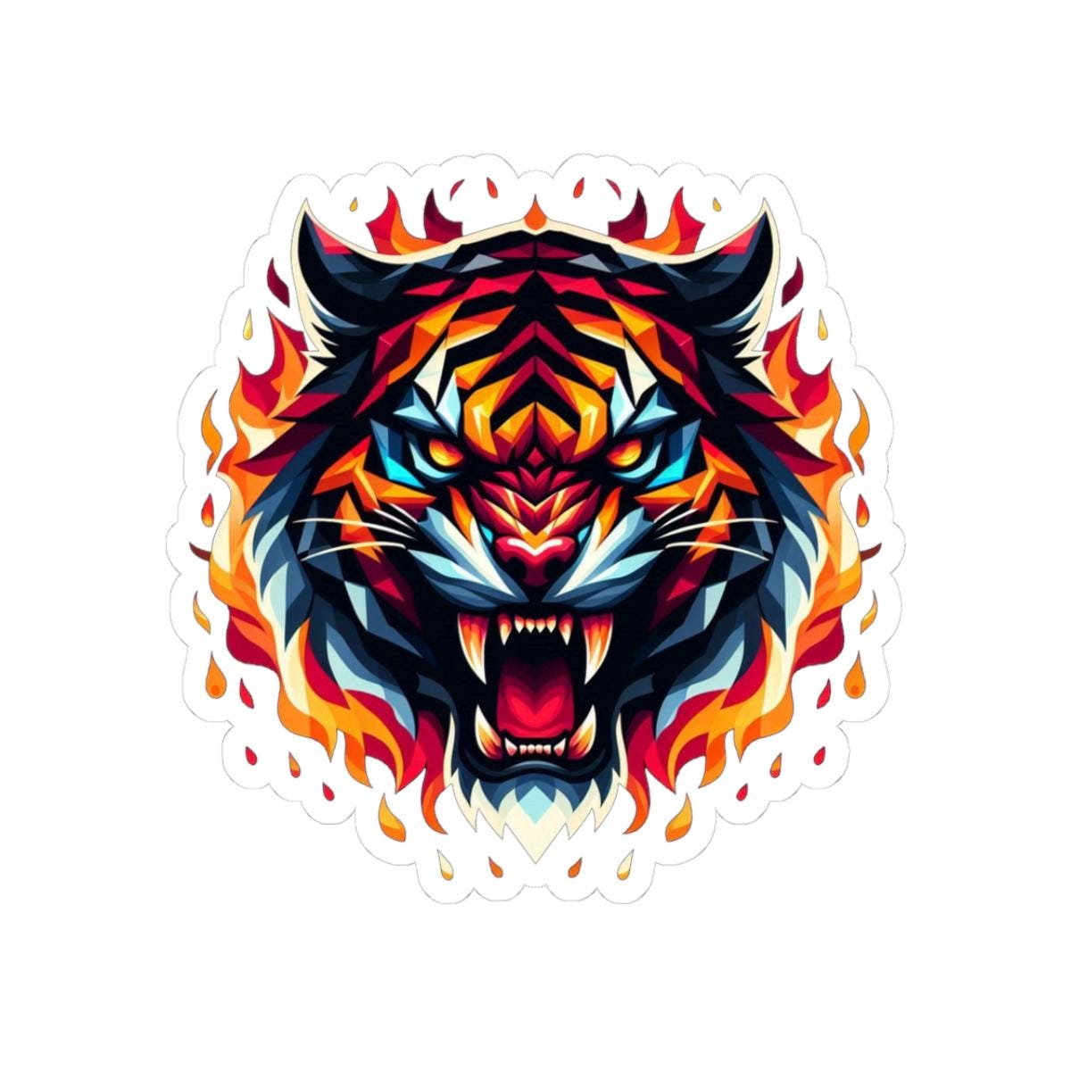 Fierce Tiger Kiss-cut Stickers - Bold Animal Design for Laptops, Water ...