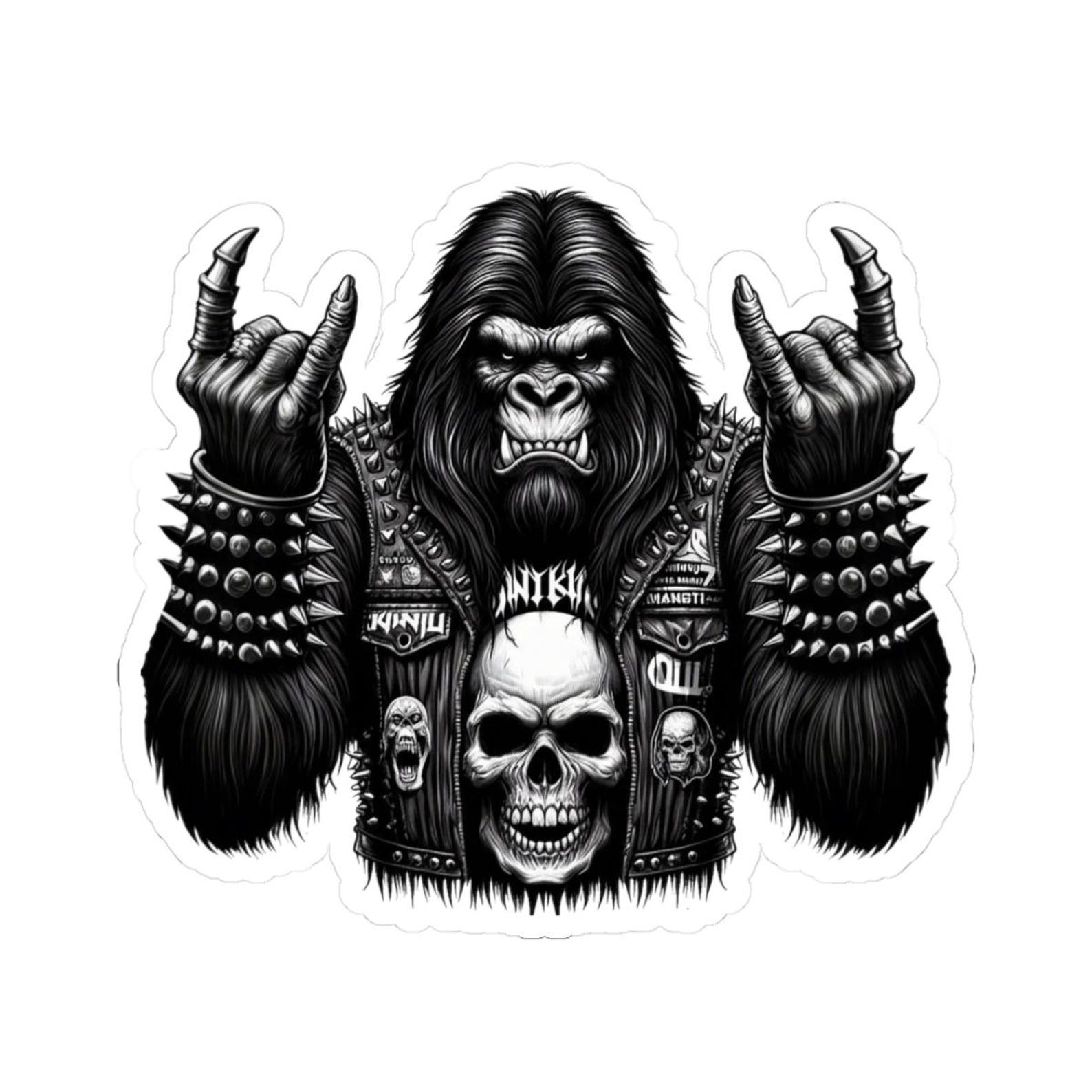 Gorilla Metalhead Kiss-cut Stickers, Rock Music Decor, Laptop Stickers ...