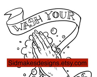 wash your hands colouring pages printable