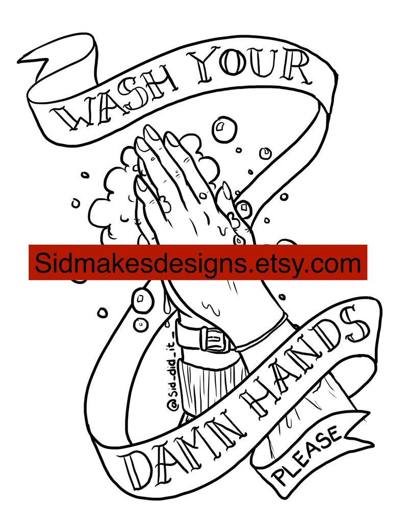 Wash Your Damn Hands (please) Coloring Page - Etsy