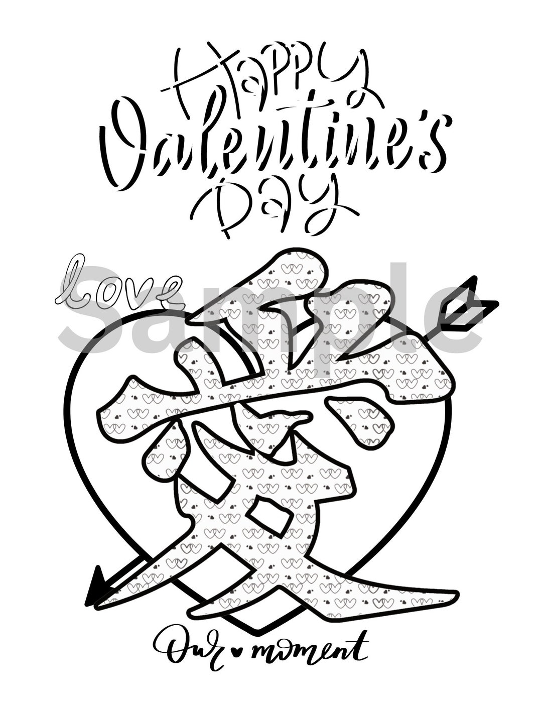 Kanji Coloring Page-ai-love-happy Valentines Day 1 - Etsy