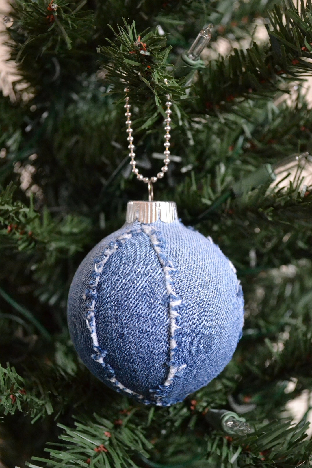 Denim Christmas Bulb Ornament - Etsy