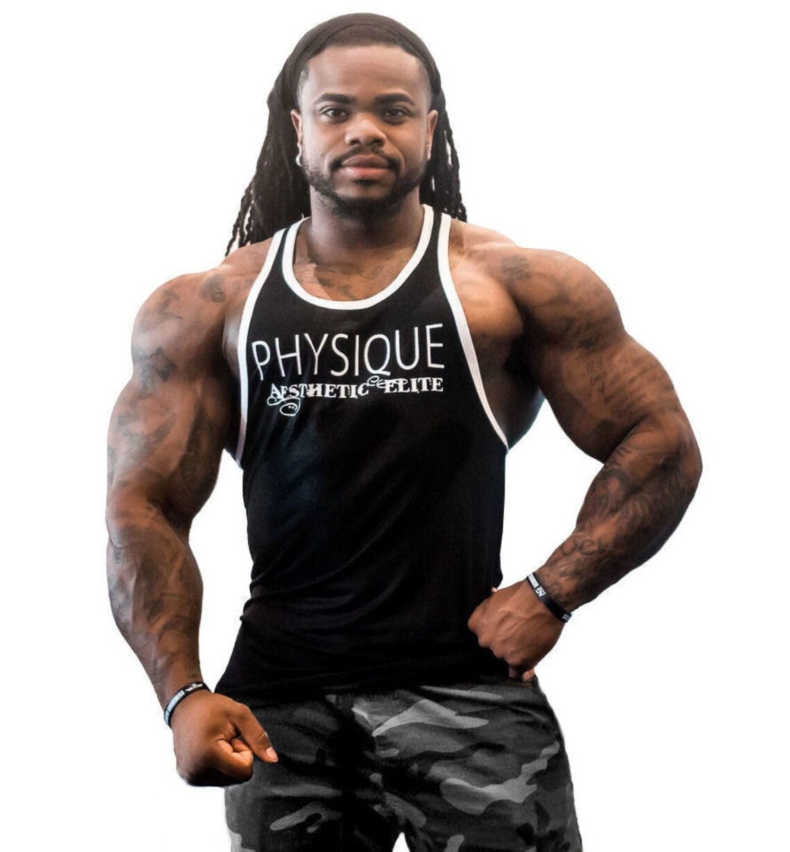 Stringer Tank Top in Black and White Trim With Physique Aesthetic Elite ...