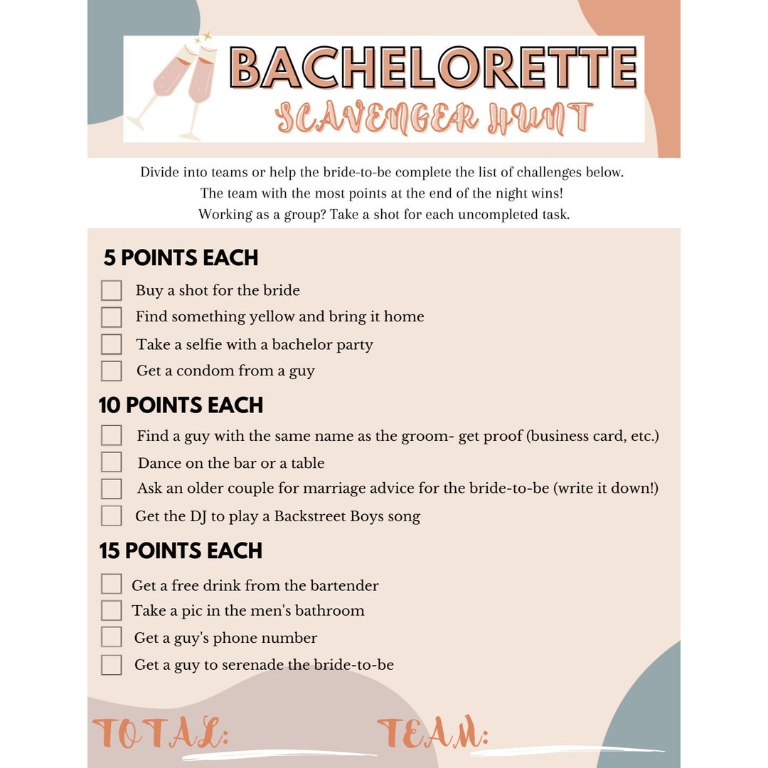 Printable Bachelorette Scavenger Hunt - Etsy