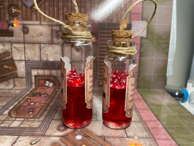 Potion of Healing Handblown Glass Bottle D4 Potion Bottle for D&D Resin ...