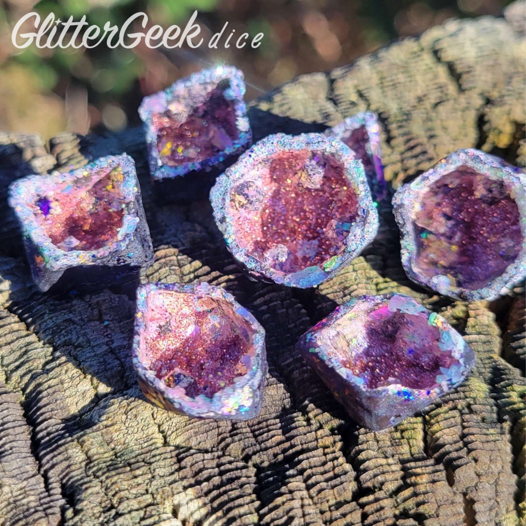 3D PRINTED MASTERS Geode Crystal Dice Blank Inserts Inclusions Set ...