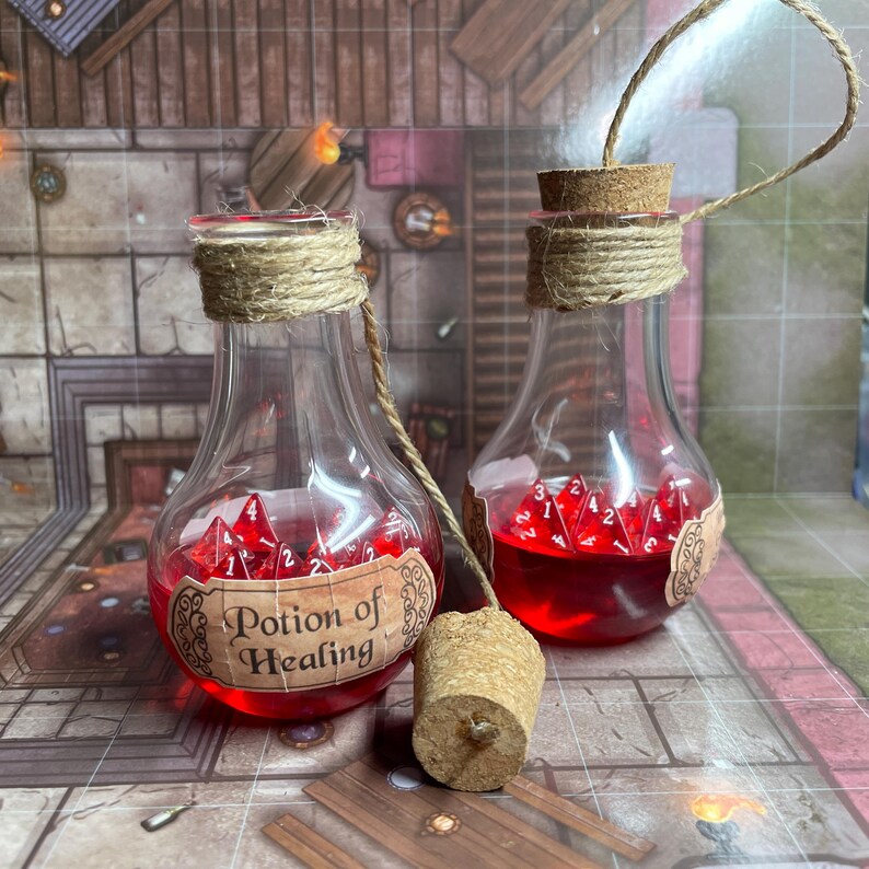 Potion of Healing - Handblown Glass Bottle - D4 Potion Bottle for D&D ...