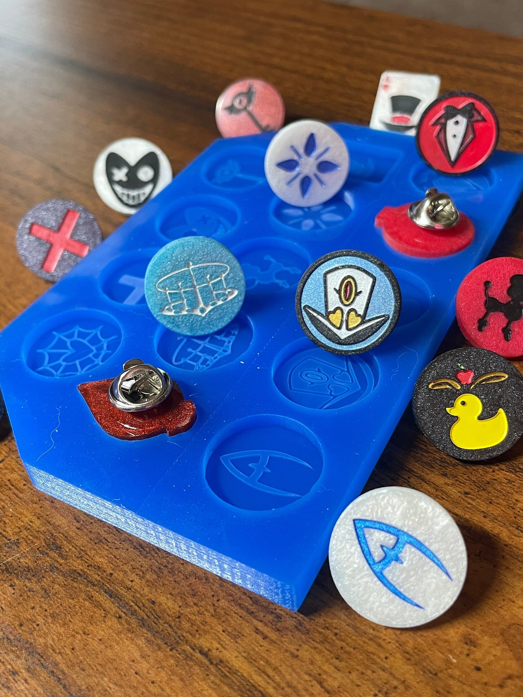 SILICONE MOLD Hazbin Hotel Pin Token Mold Charlie Vaggie Alastor Niffty ...