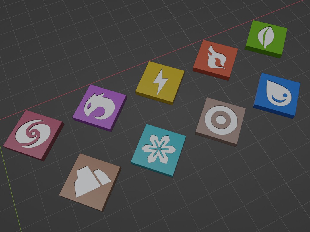 DIGITAL STL File Palworld Element Type Pin Token 3D Printing Pal ...