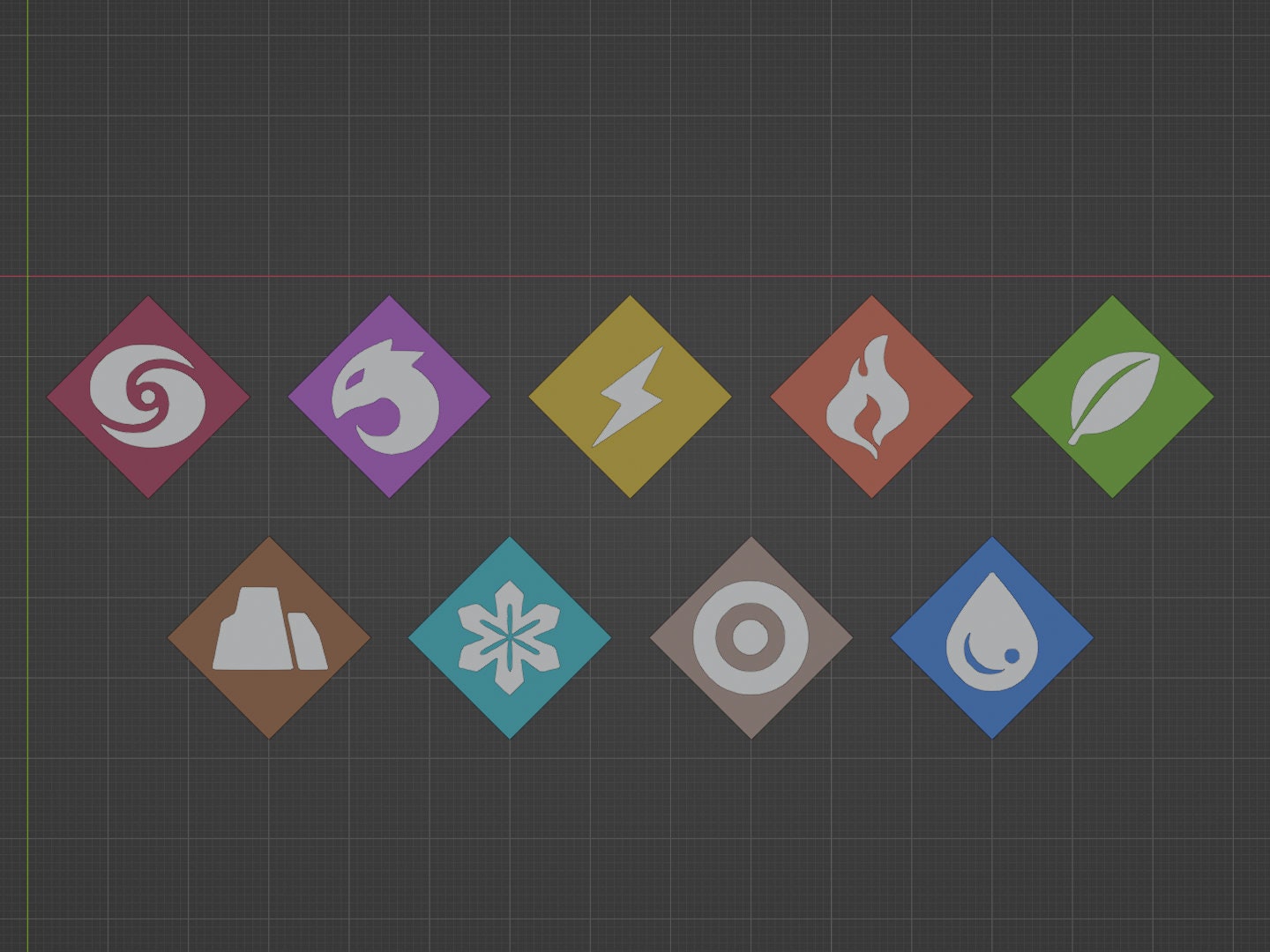 DIGITAL STL File Palworld Element Type Pin Token 3D Printing Pal ...