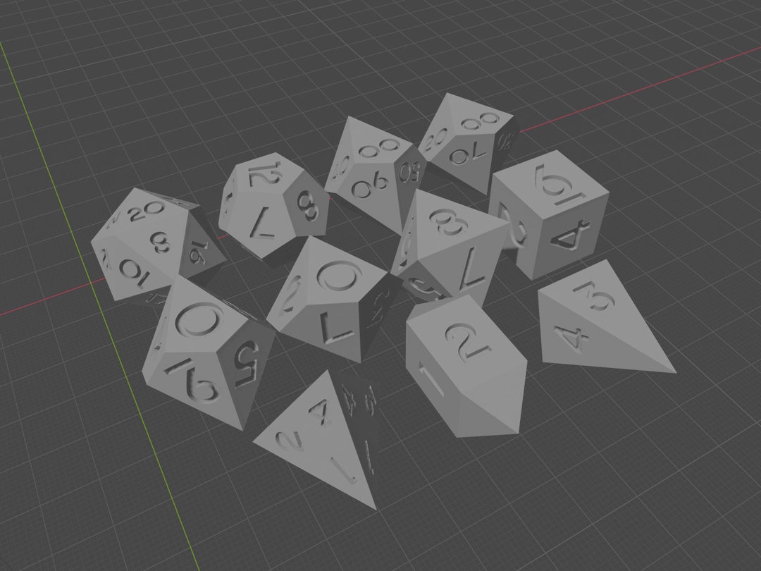 DIGITAL STL File - Sharp-edged Dice Set for 3D Printing - W Gem Crystal ...