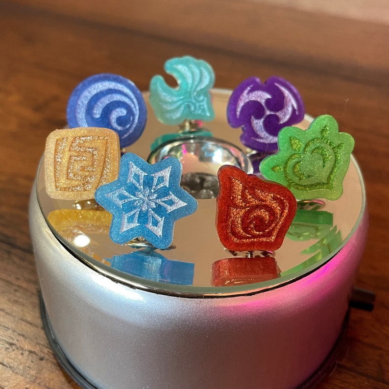 Genshin Impact Vision Element Pins Handmade Resin Pin anemo, Electro ...