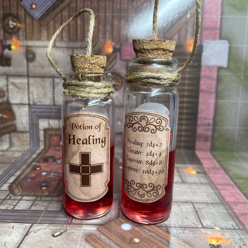 Potion of Healing Handblown Glass Bottle D4 Potion Bottle for D&D Resin ...