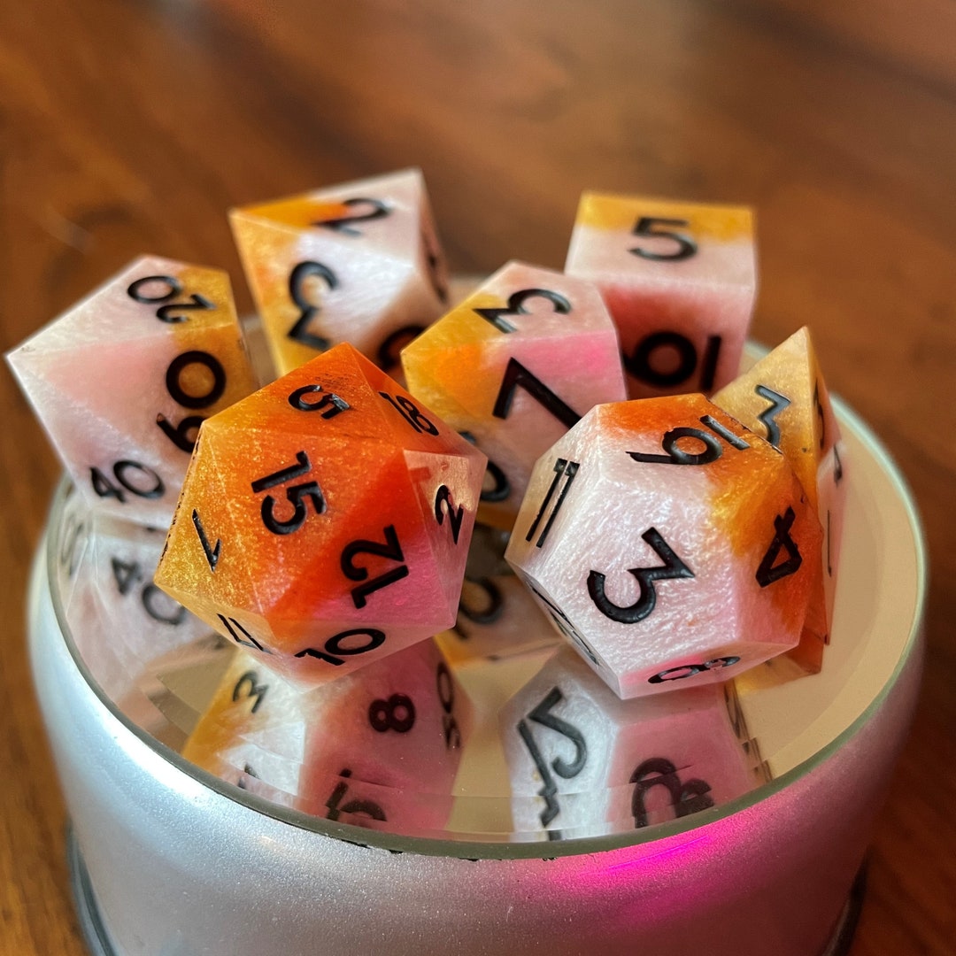 Candy Corn Resin Dnd D&D Sharp Edge Dice Set for Dungeons and Dragons ...