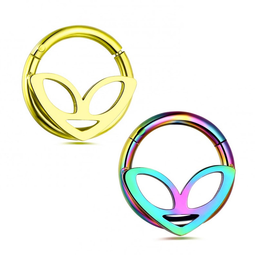 16 Gauge Alien Septum Ring/ Cartilage Earring- Hinged Septum Nose Ring ...