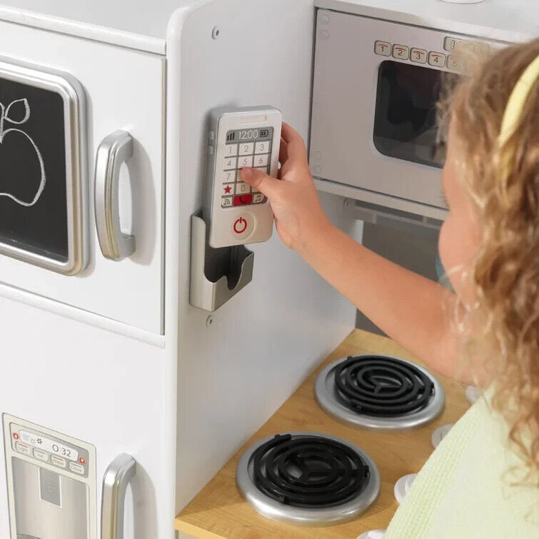 Uptown White Wooden Play Kitchen With Play Phone & Chalkboard - Etsy