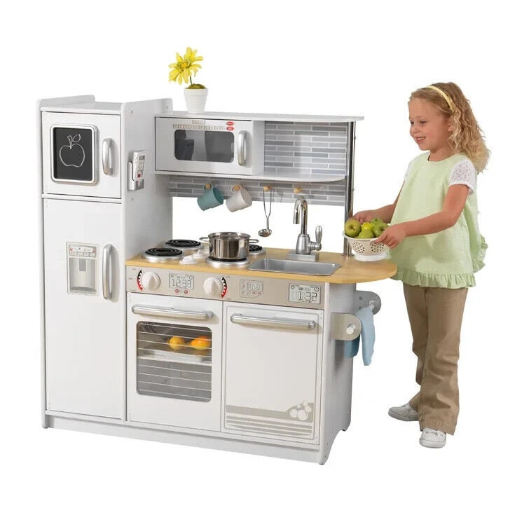 Uptown White Wooden Play Kitchen With Play Phone & Chalkboard - Etsy