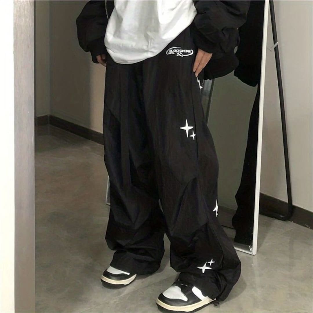 Parachute Pants Oversized Cyber Y2k Hip Hop Wide Leg Cargo Trousers ...