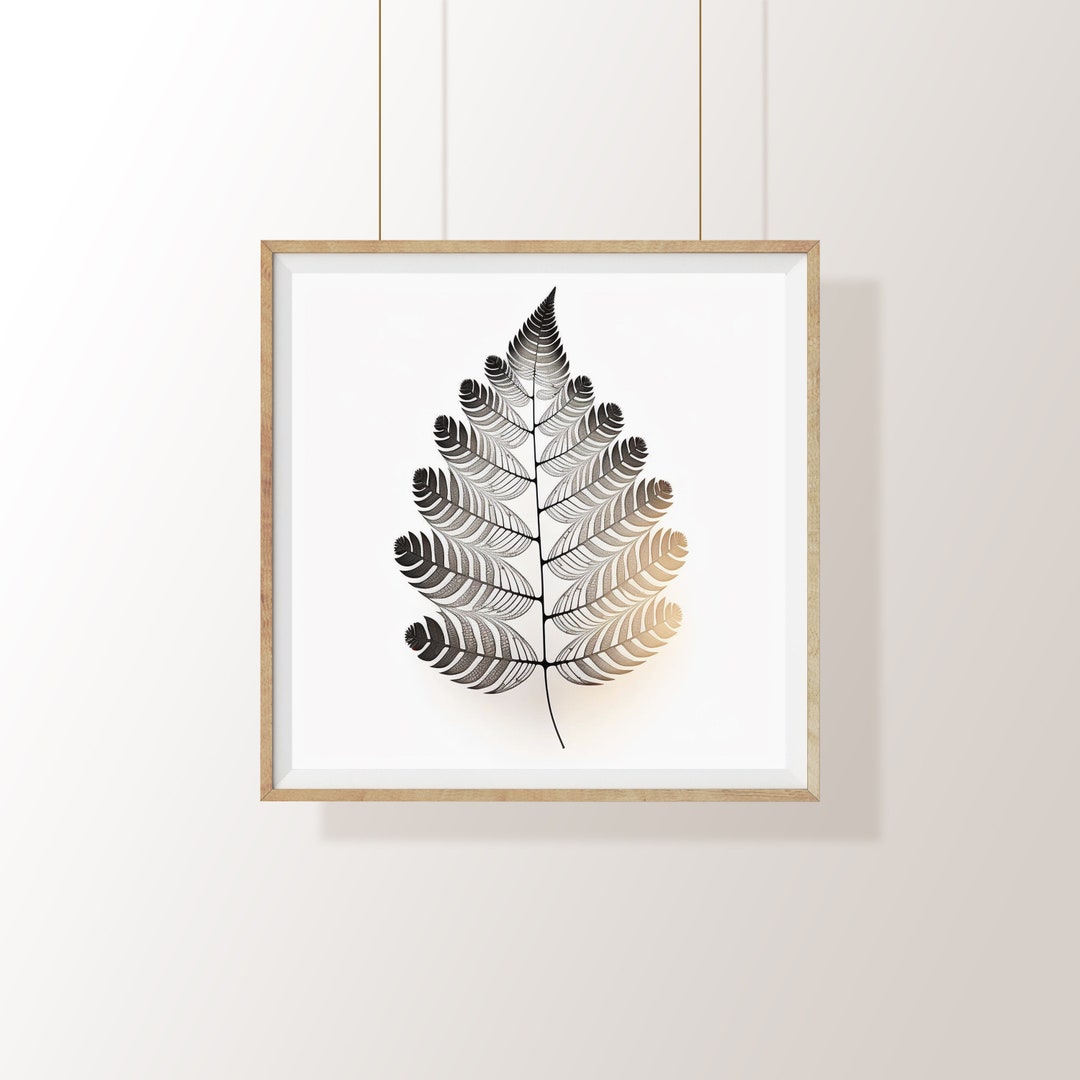 Black and White Leaf Wall Art Print, Botanical Print, Minimalist Wall ...