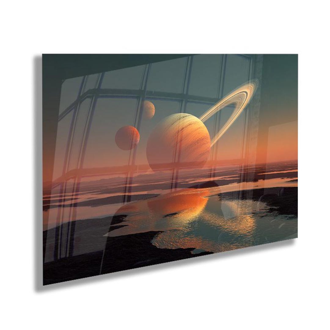Saturn Glass Wall Art: Cosmic Galaxy Astronomy Print - Etsy