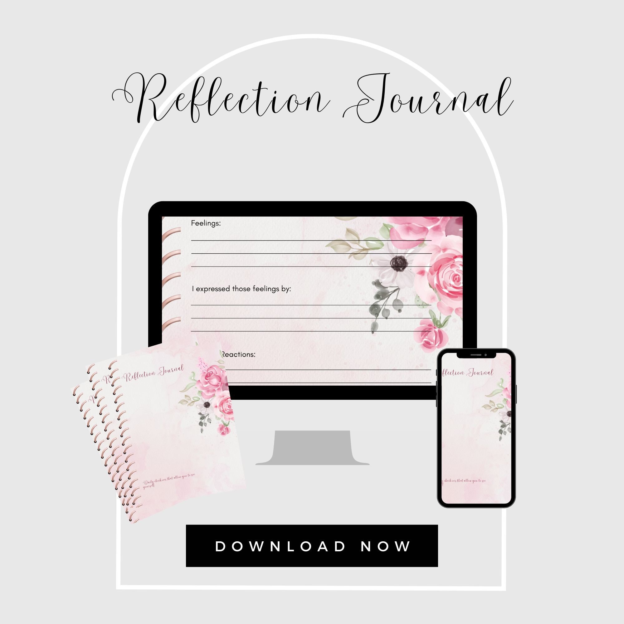 Reflection Digital Journal, Feelings Digital Journal, Mental Health ...