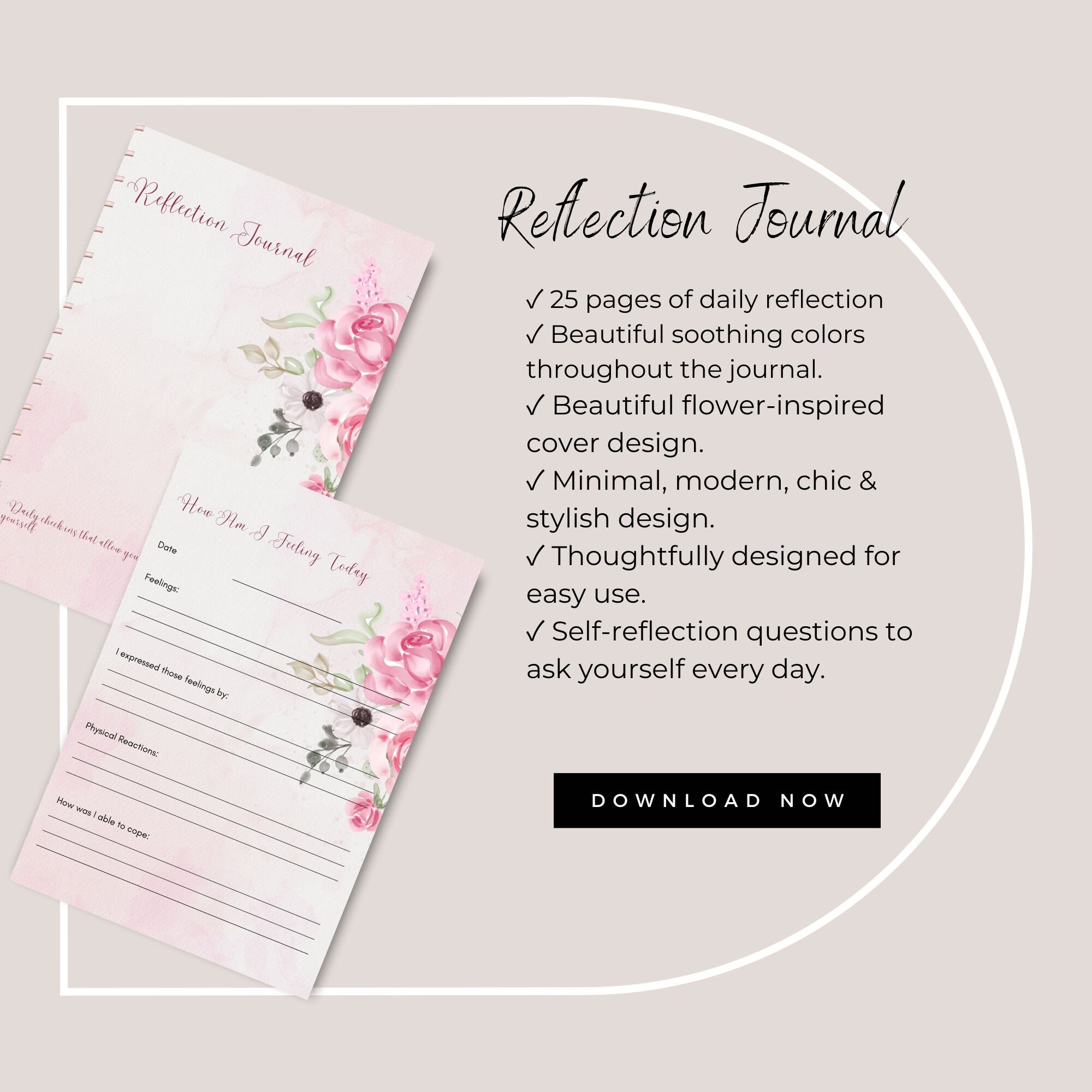 Reflection Digital Journal, Feelings Digital Journal, Mental Health ...