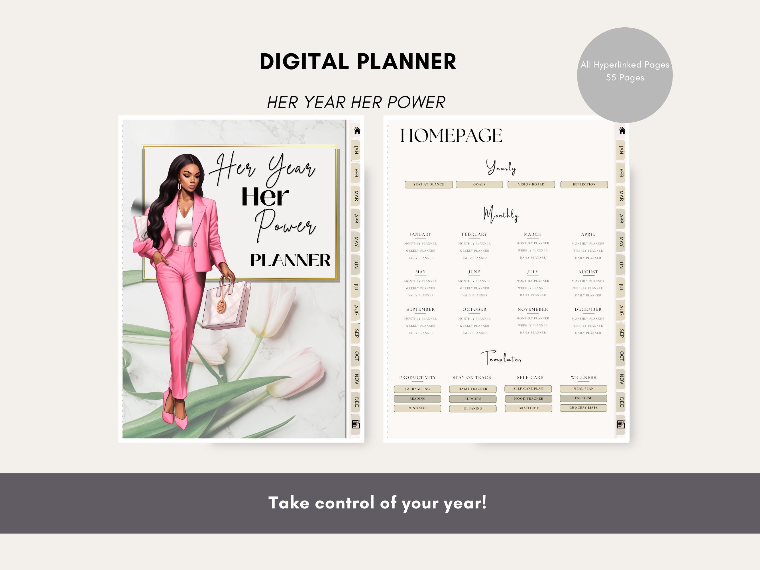 Women's Digital Planner 2025 | 2025 Hyperlinked & Printable PDF Planner ...