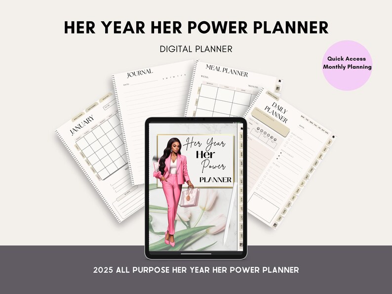 Women's Digital Planner 2025 | 2025 Hyperlinked & Printable PDF Planner ...