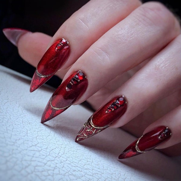 Hand Painted Fake Nails - Etsy