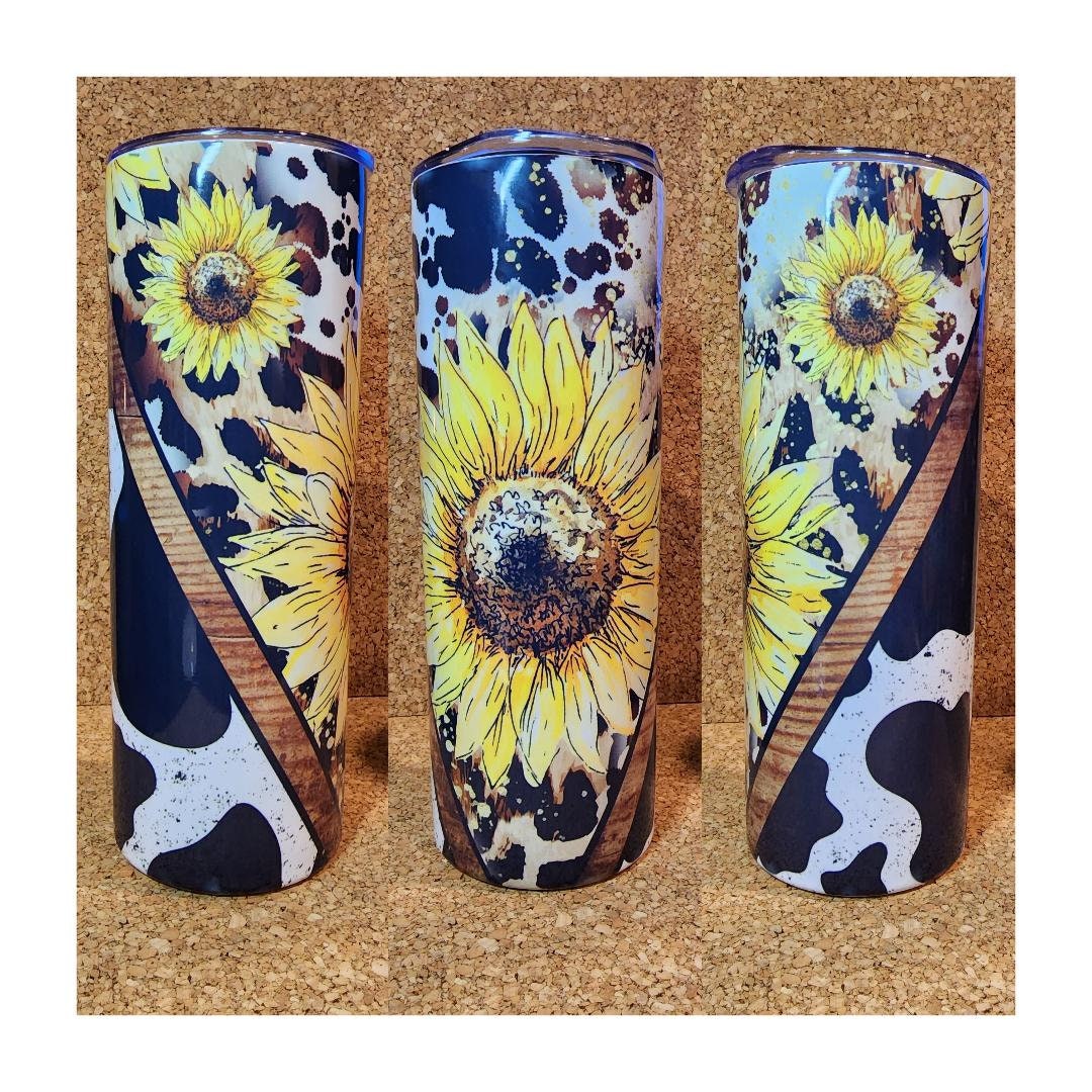 Sunflower Cow Print Tumbler - Etsy