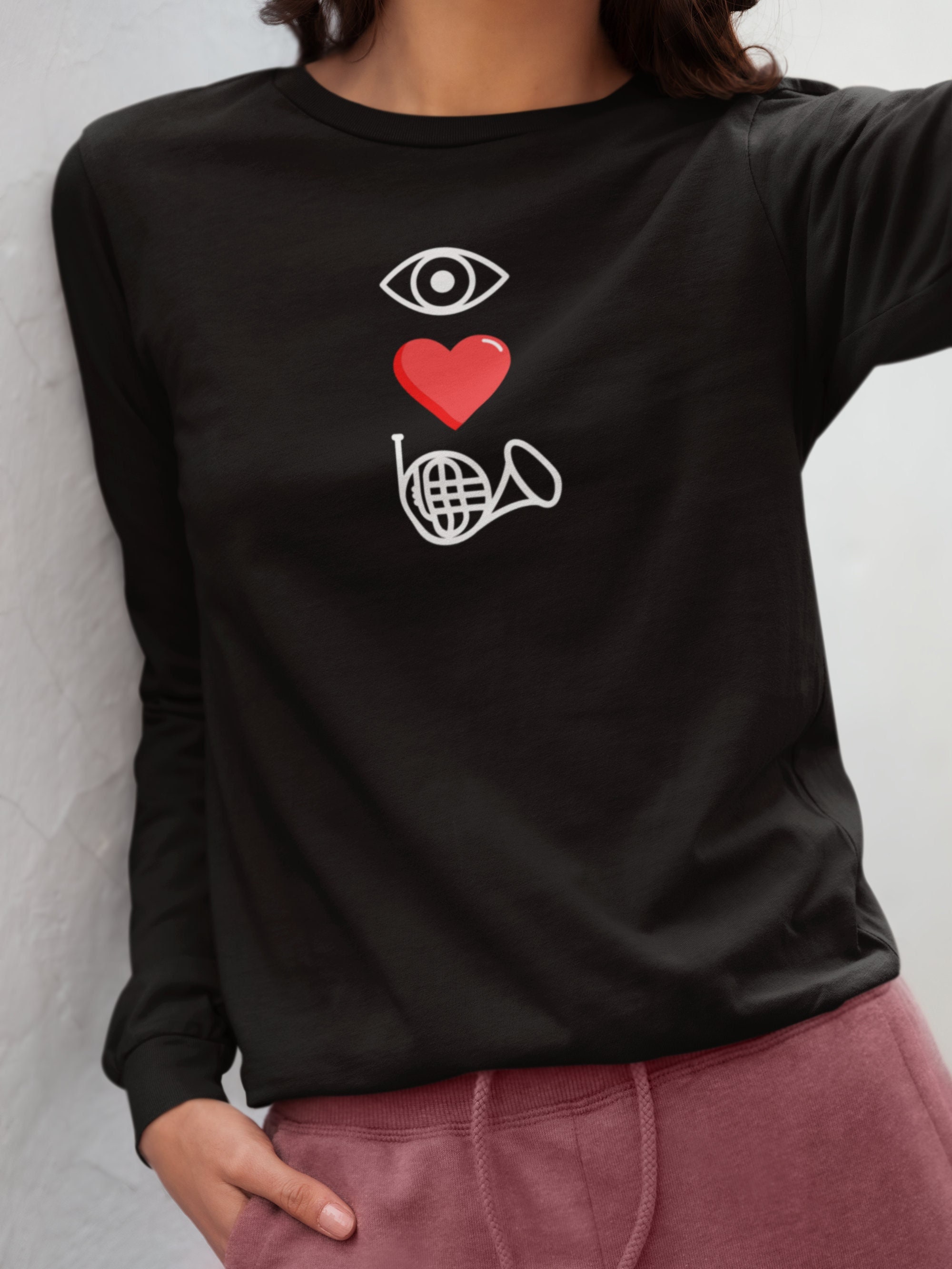 I LOVE French Horn Tshirt, Graphic French Horn Long Sleeve, French Horn ...