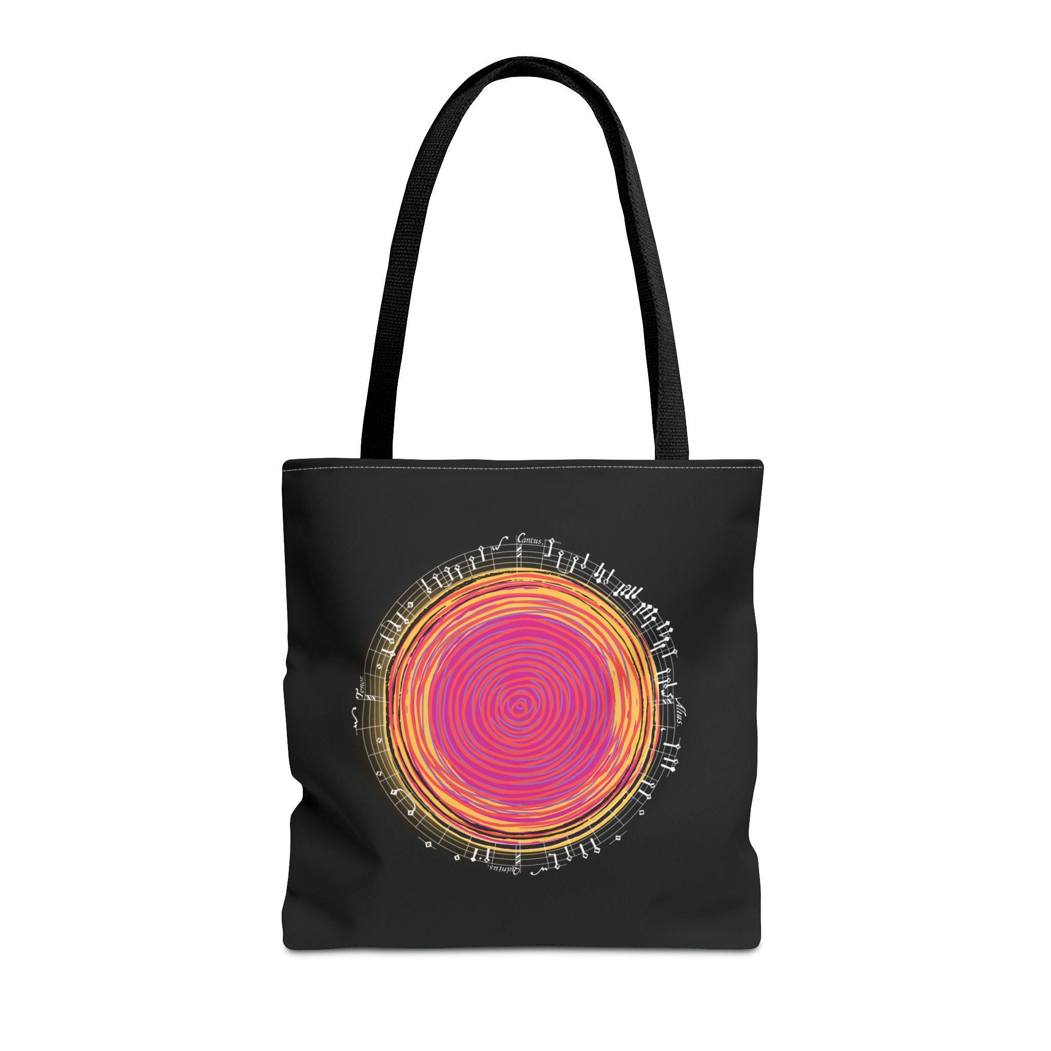 Musical Tote Bag With Fun, Pink Sun Graphic Surrounded by Musical Notes ...
