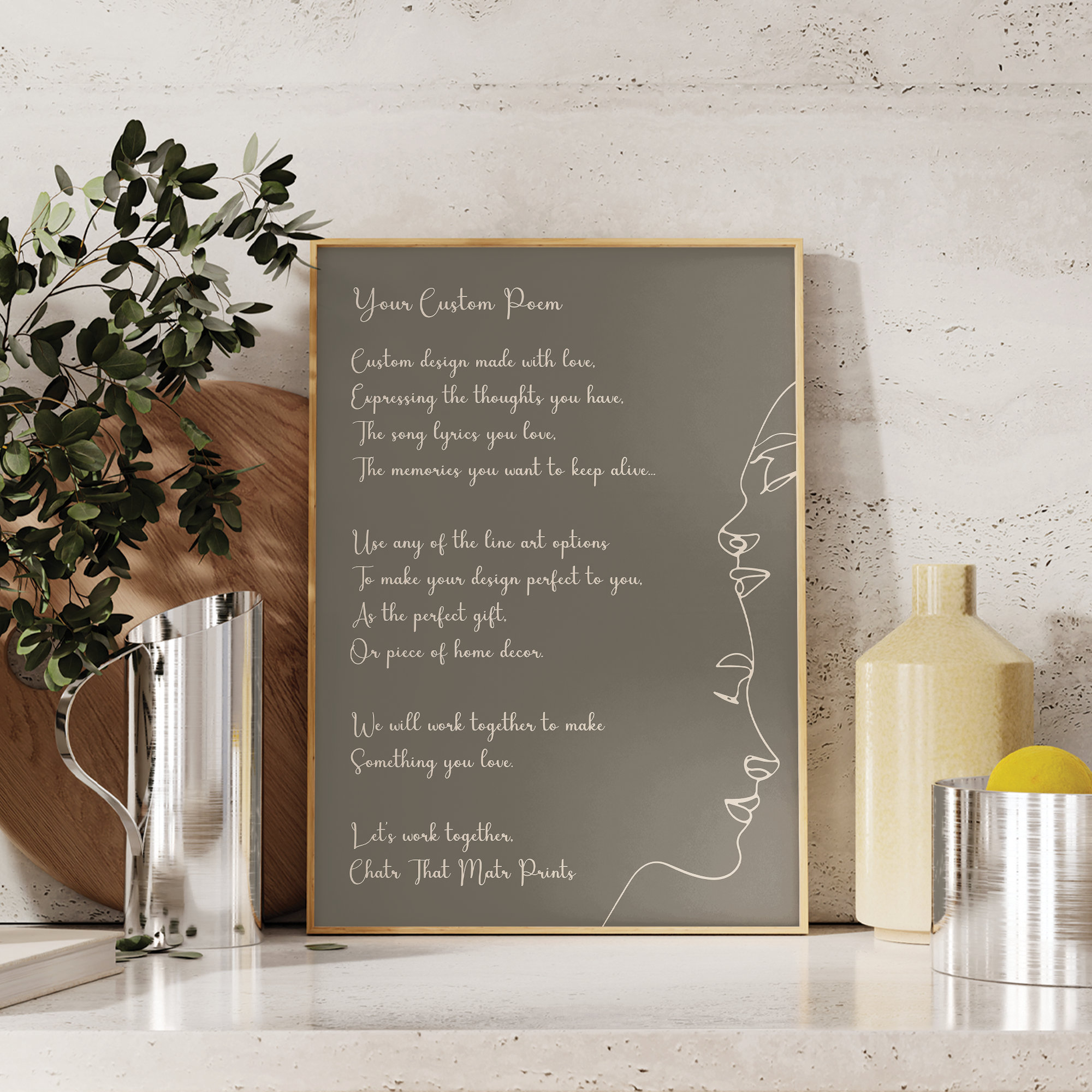 Downloadable Custom Poem Line Art Poster, Custom Minimalist Text Wall ...