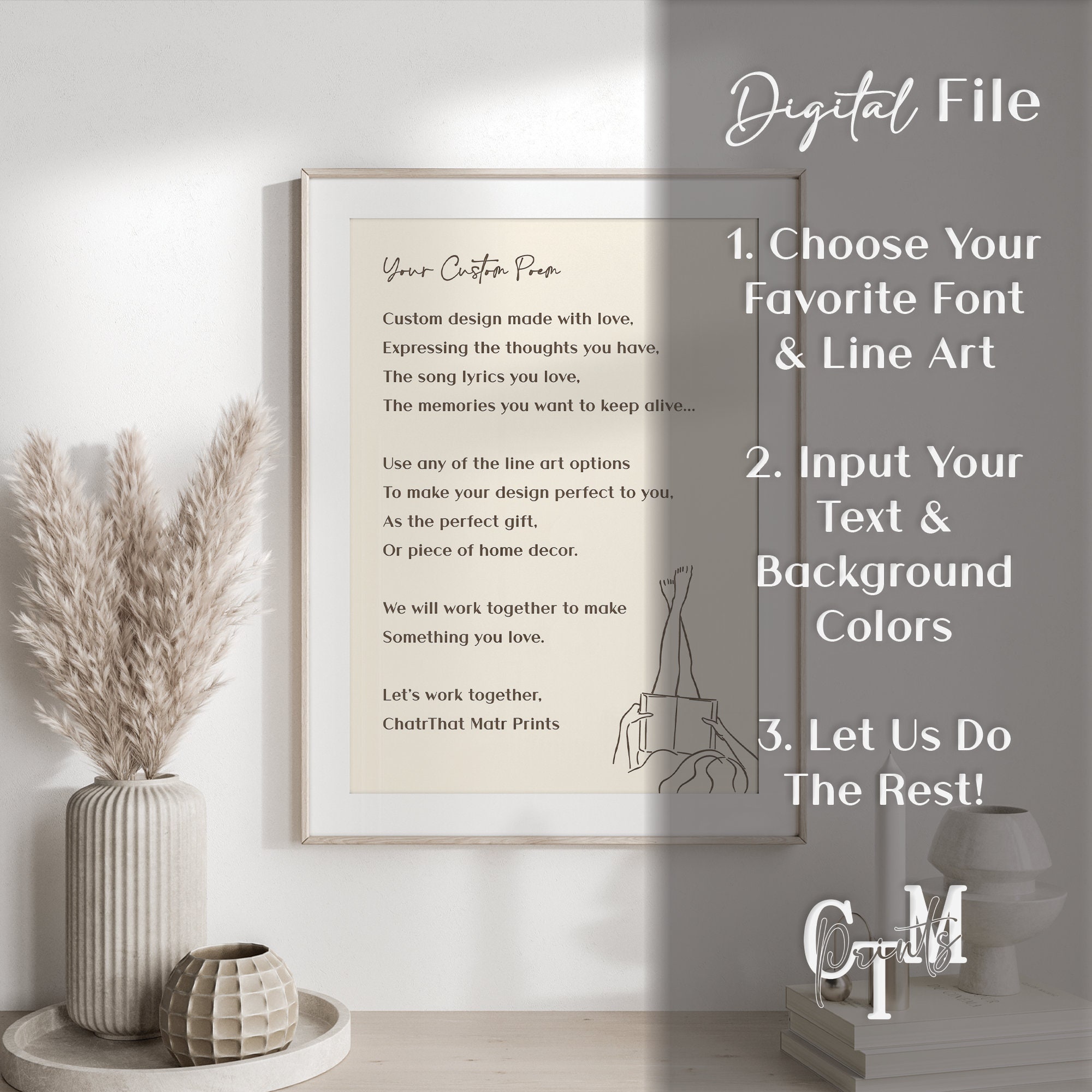 Downloadable Custom Poem Line Art Poster, Custom Minimalist Text Wall ...