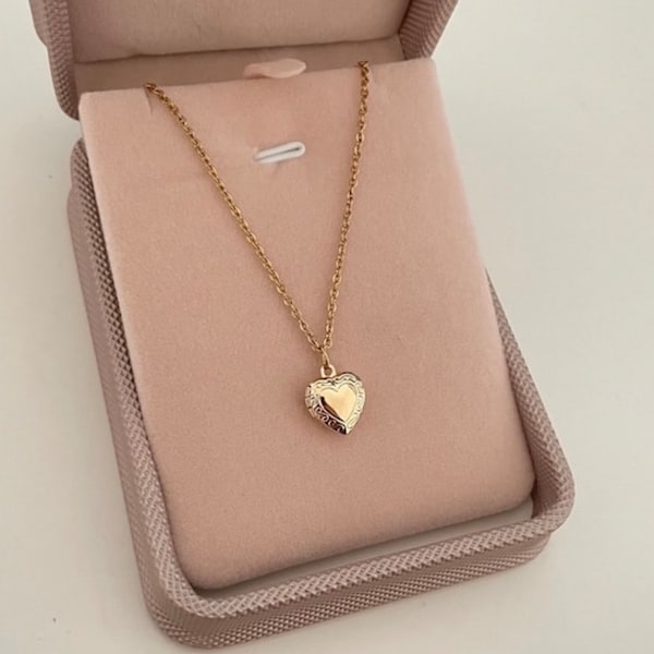 Tiny Gold Locket Chain - Etsy UK