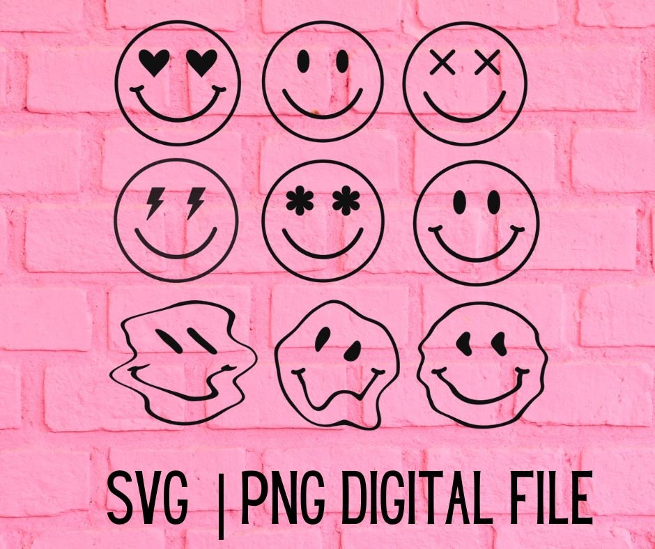 Smiley Face Bundle | SVG PNG - Etsy