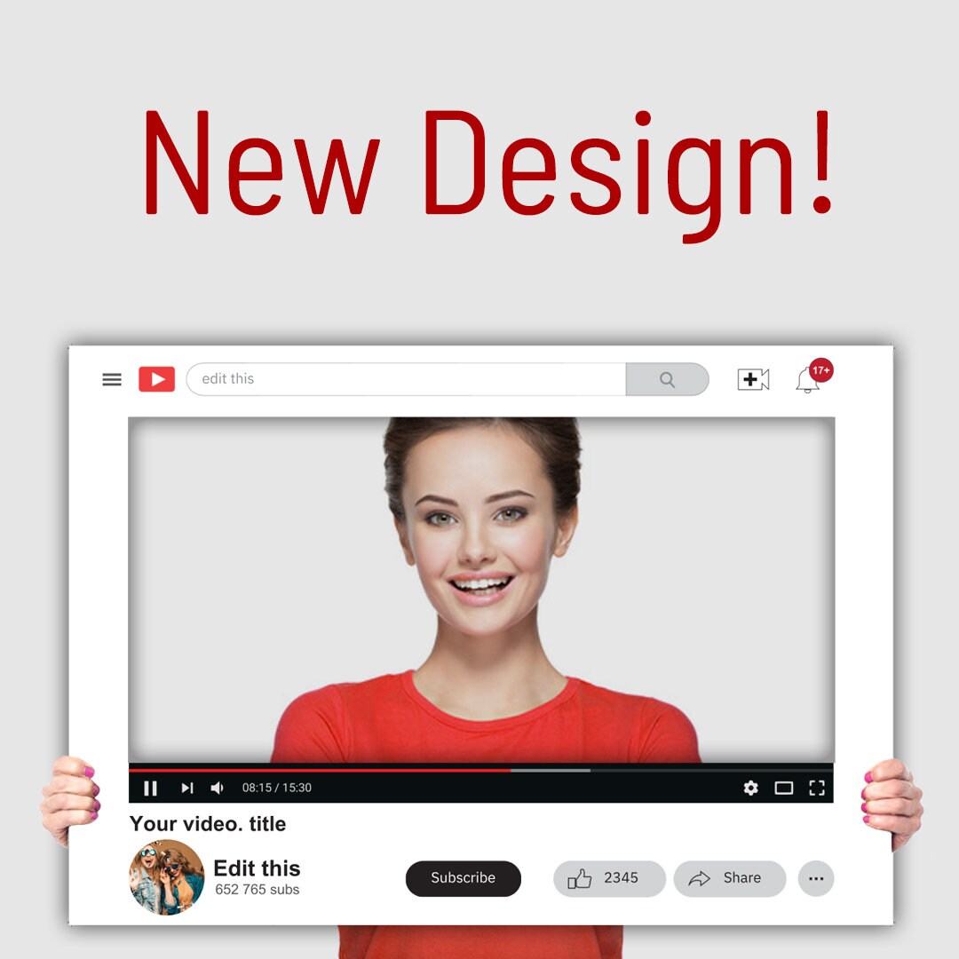 Youtube Selfie Frame Template: Editable Photo Booth Prop (PDF) - Etsy