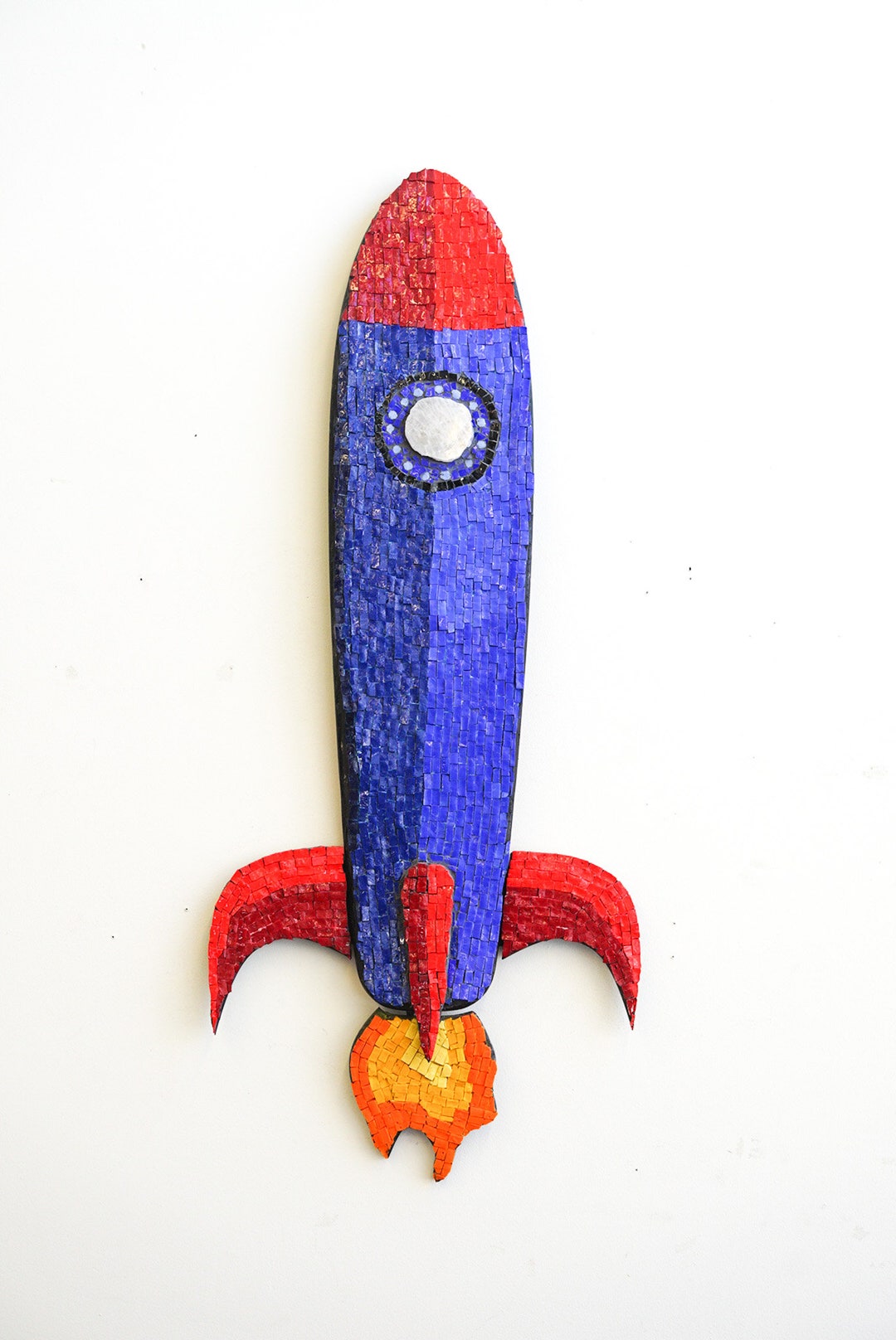 Rocket Ship Artwork Mosaic Longboard Deck Rocket Ship Mosaic Sculpture ...